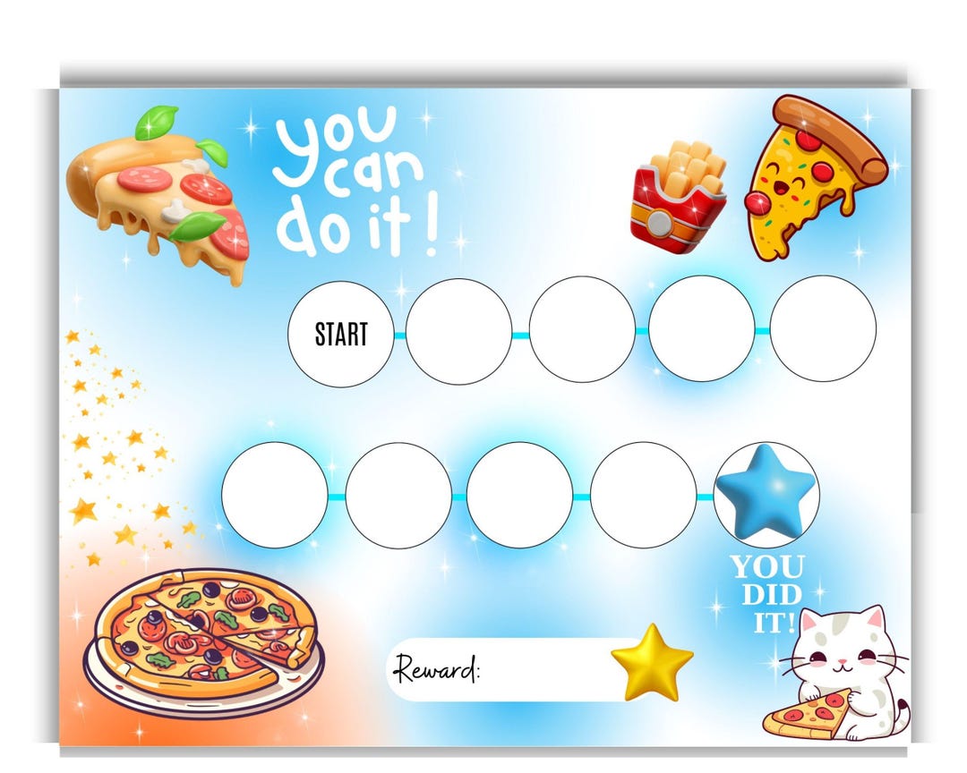 Pizza Reward Chart for Kids - Motivation Boost - Daily Routine Chart ...