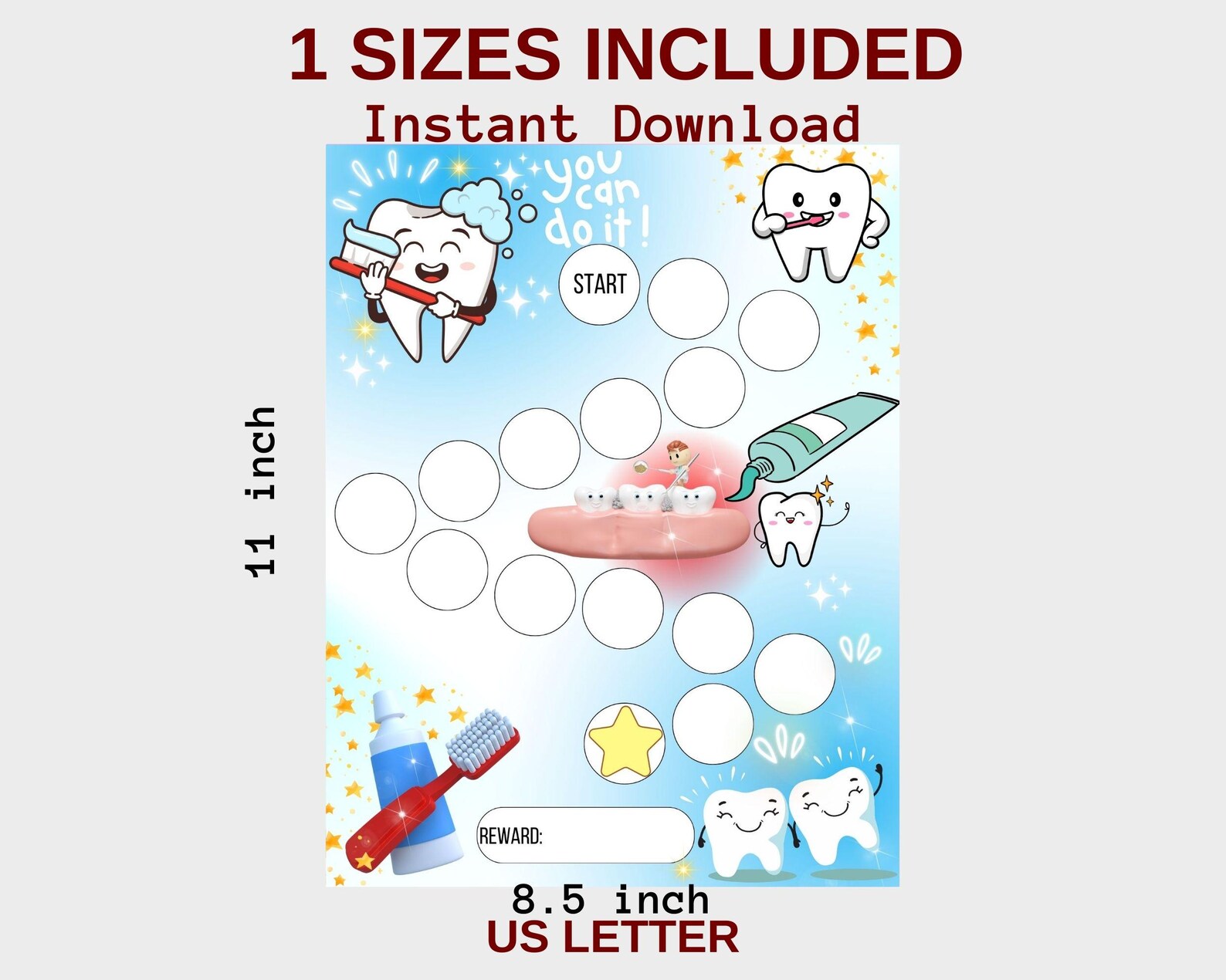 Teeth Brushing Reward Chart - Tooth Brushing Reward Chart - Sticker ...