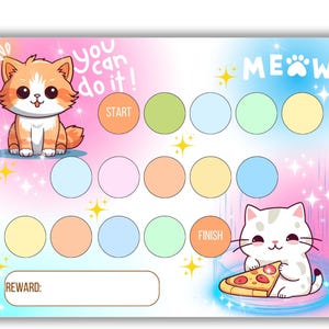 Printable Cat Reward Chart - Kids Reward Chart - Behavior Chart - Potty ...