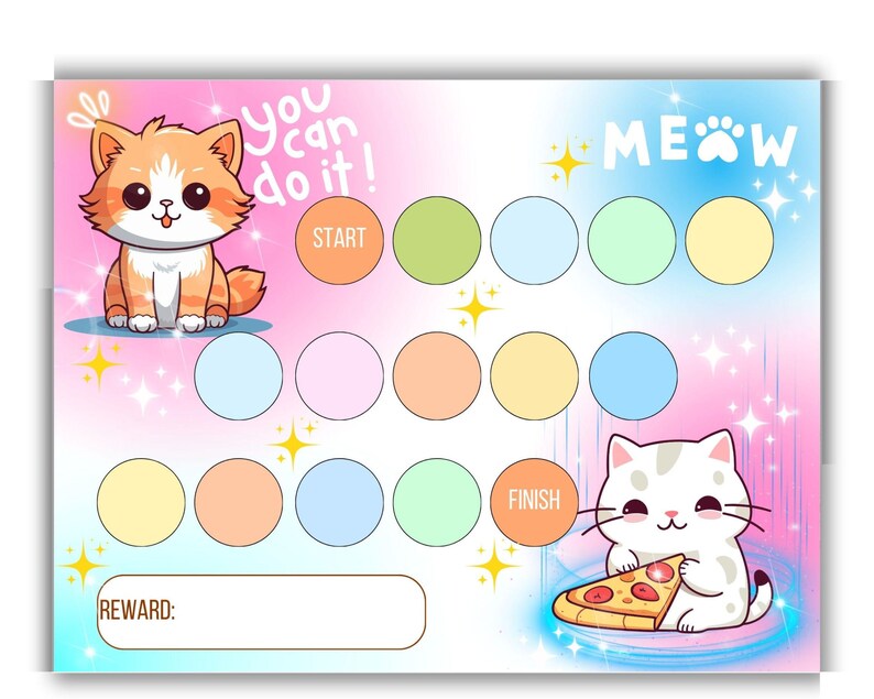 Printable Cat Reward Chart - Kids Reward Chart - Behavior Chart - Potty ...