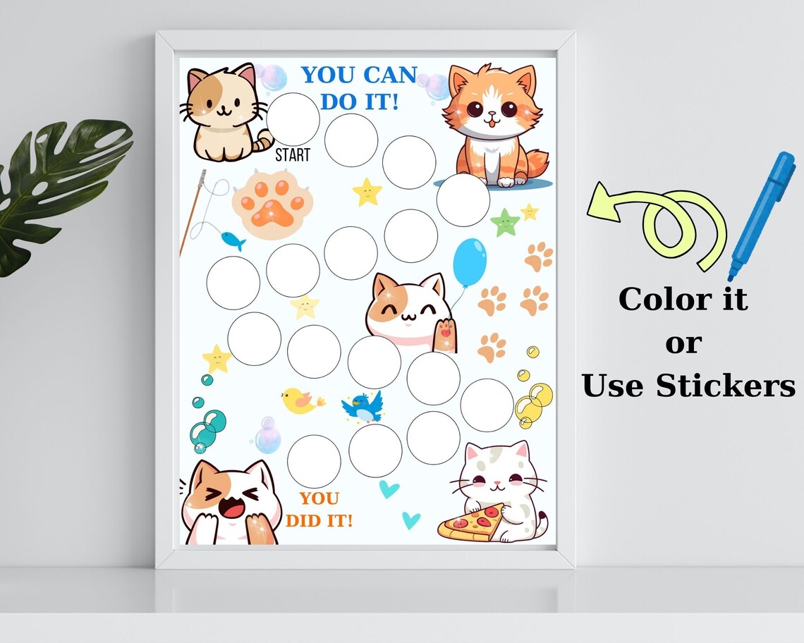 Printable Cat Reward Chart Bundle Kids Reward Chart Potty Training ...