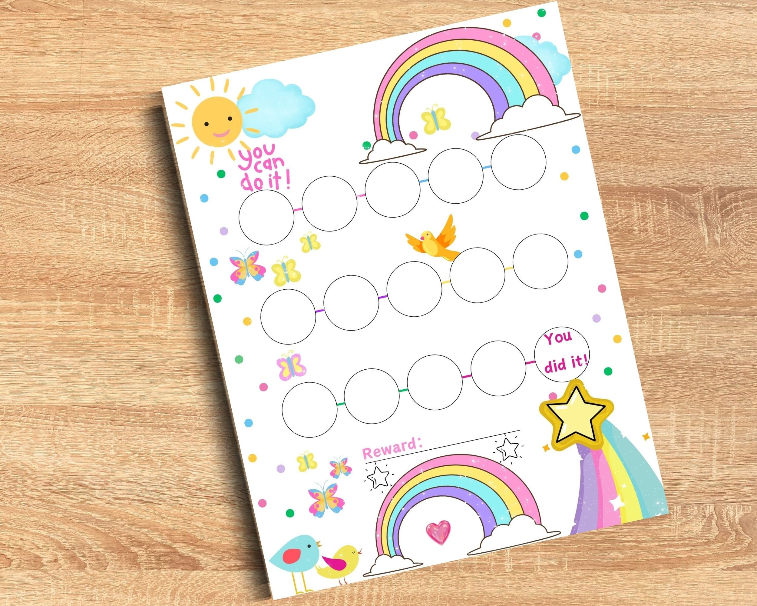 Printable Rainbow Reward Chart Potty Training Chart Rainbow Reward ...