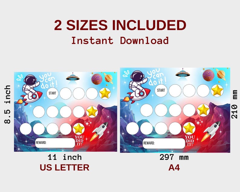 Space Reward Chart - Outer Space Chart - Boys Behavior Chart - Potty ...