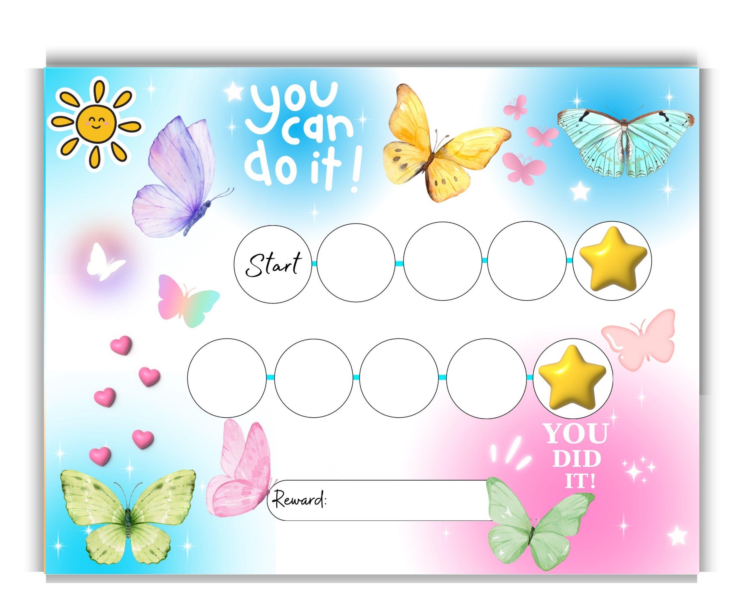 Butterfly Reward Chart for Kids - Printable Behavior Chart - Colorful ...