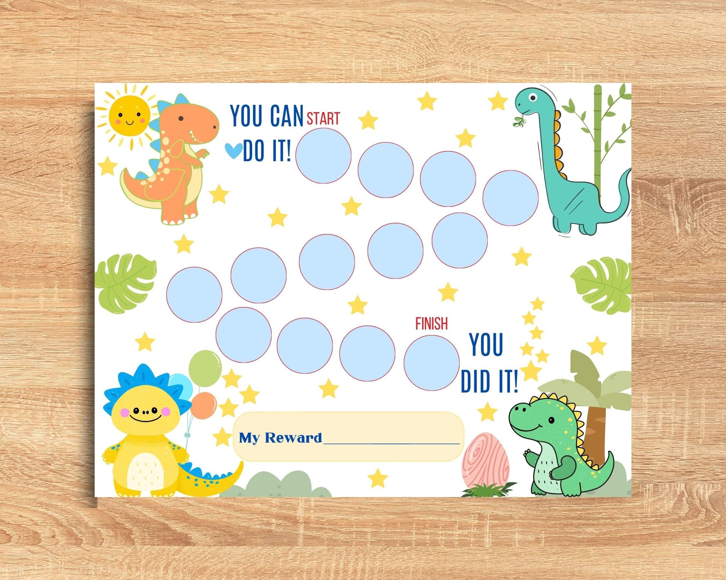 Dinosaur Reward Chart Potty Training Chart Chore Chart Behavior Chart ...