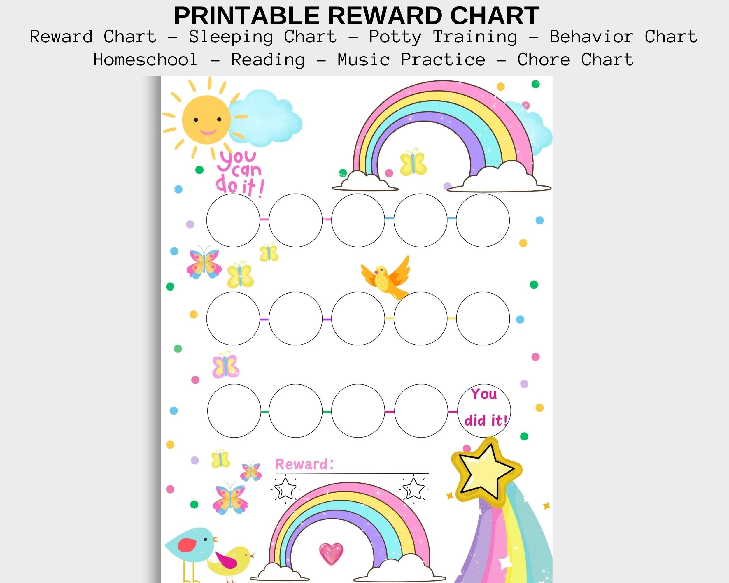 Printable Rainbow Reward Chart Potty Training Chart Rainbow Reward ...