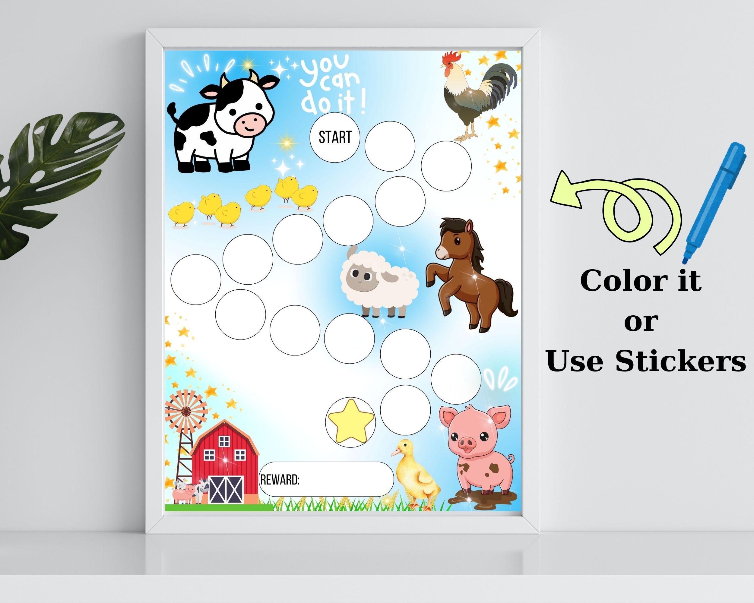 Farm Reward Chart Kids Behavior Chart Potty Training Chart Chore Chart ...