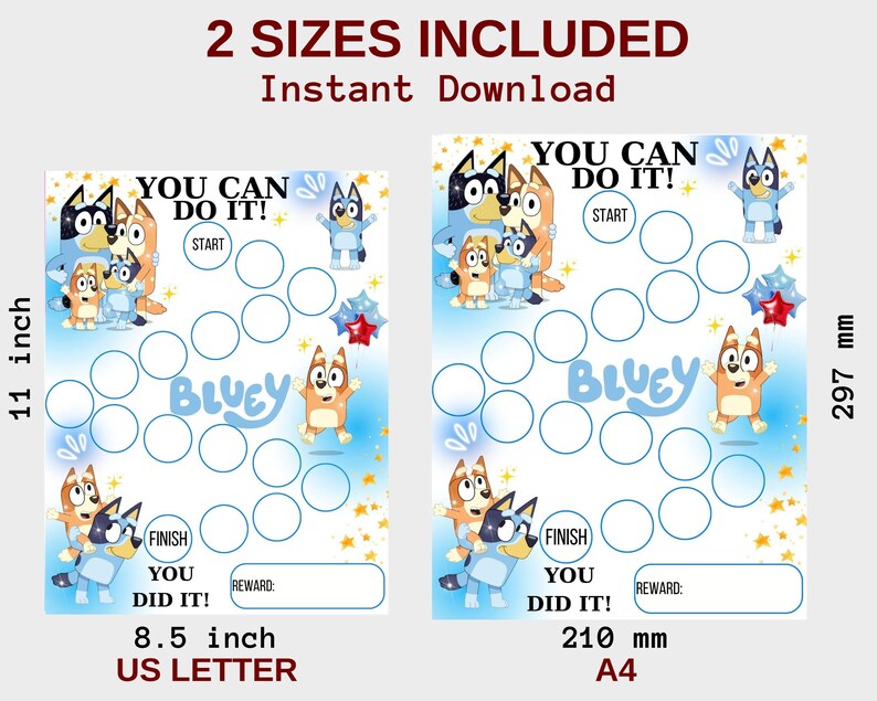 Bluey Reward Chart - Kids Reward Chart - Potty Training Chart - Bluey ...