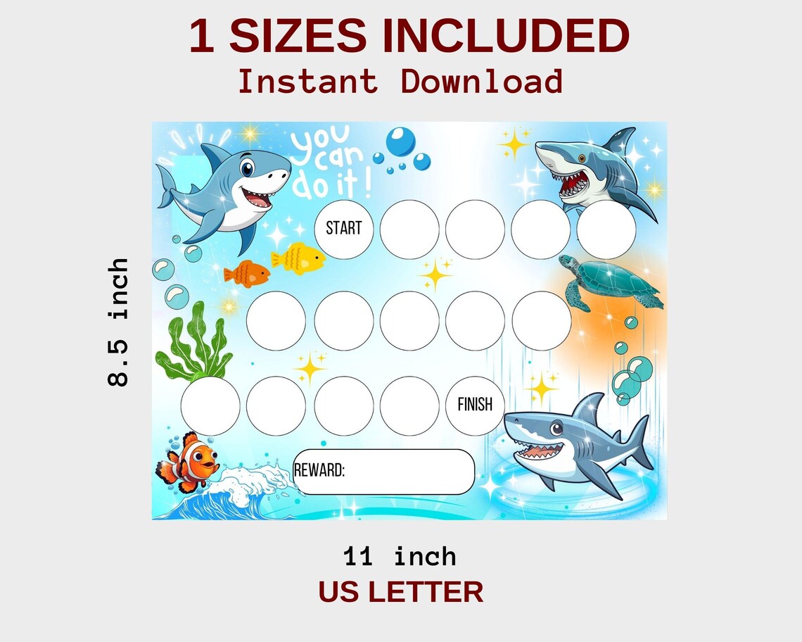 Shark Reward Chart Ocean Reward Chart Under the Sea Behavior Chart ...