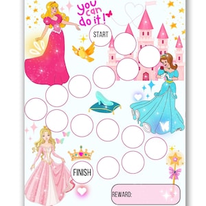 Girls Princess Reward Chart: Potty Training, Chores, Behavior Tracker ...