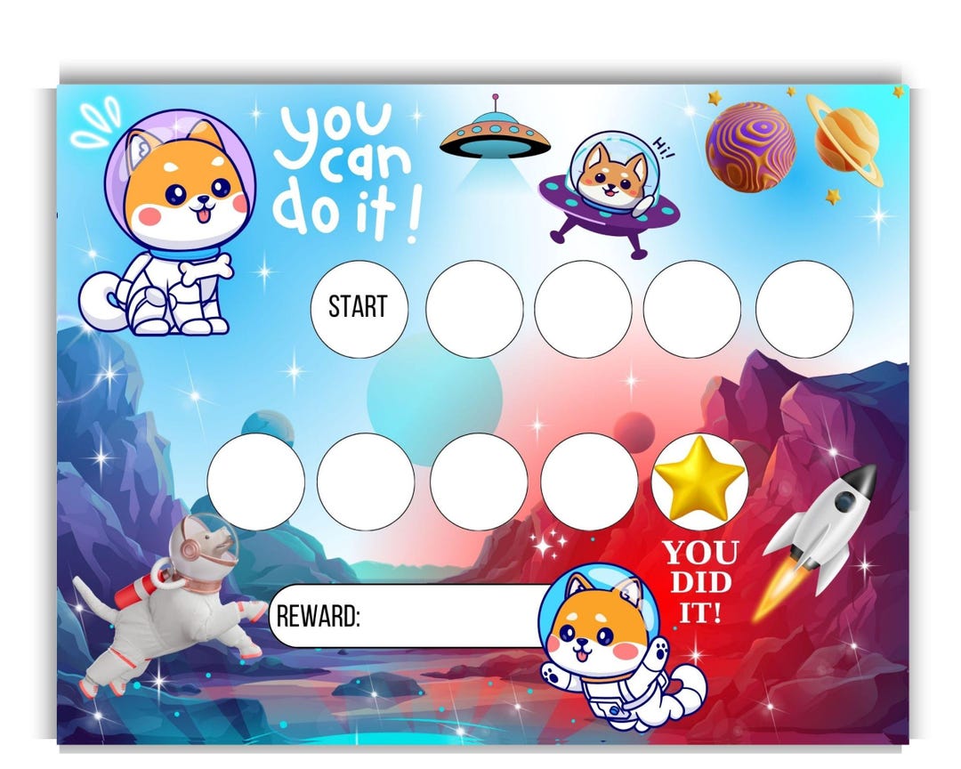 Astronaut Dog Reward Chart – Space Adventure Chore Chart for Kids ...