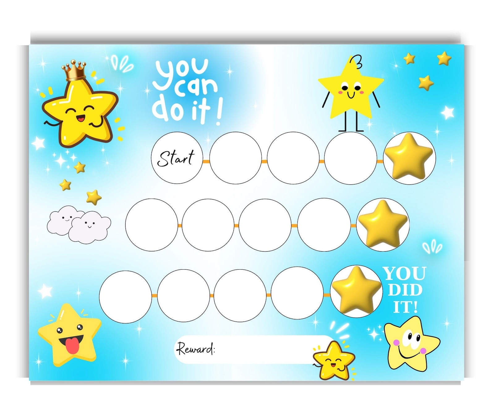 Colorful Star Reward Chart for Kids – Printable Behavior Chart, Potty ...