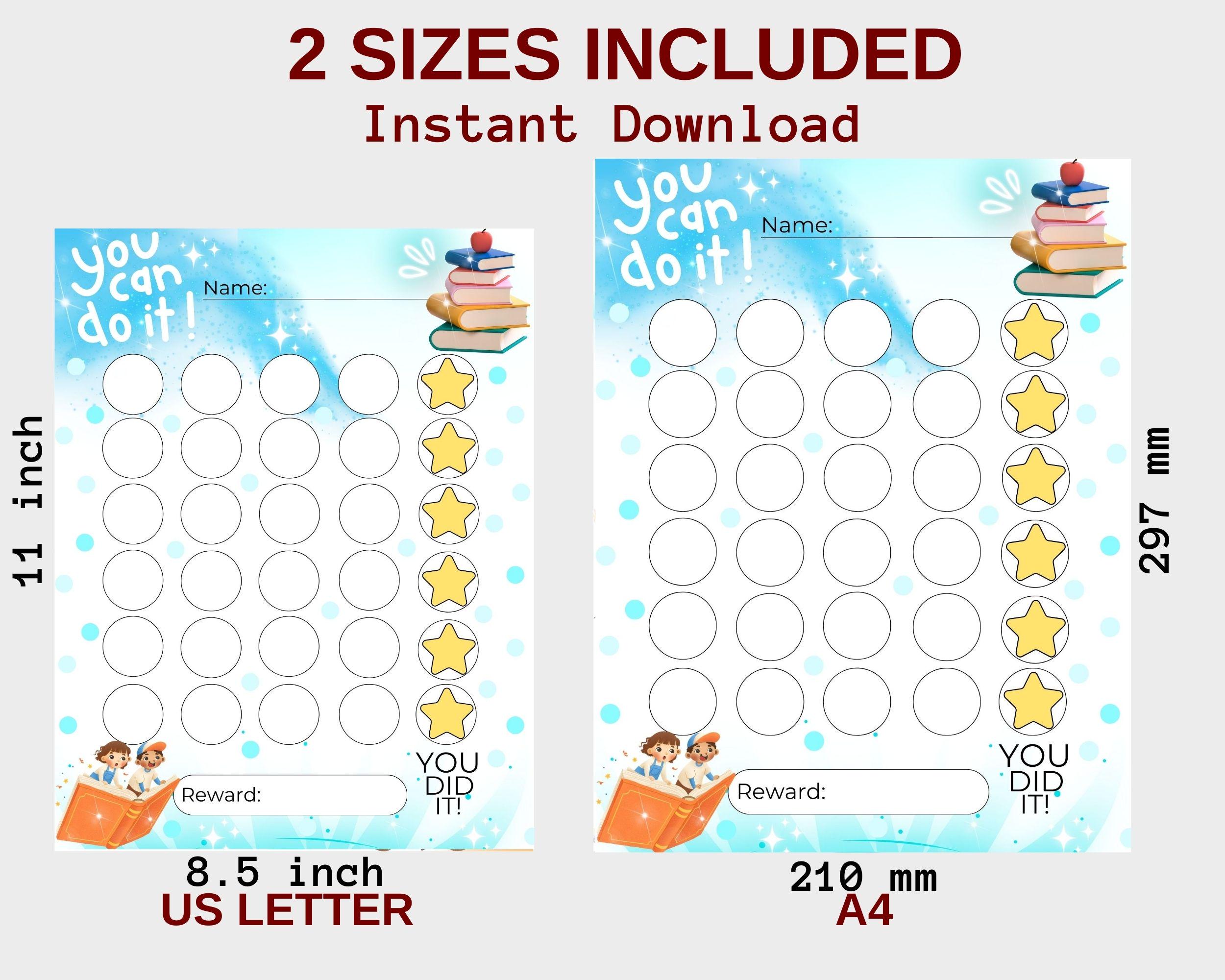 Reading Reward Chart - Kids Printable Reading Chart- Sticker Chart ...