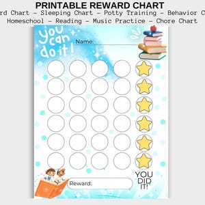 Printable Reading Reward Chart for Kids – 30-day Book Tracker - Sticker ...