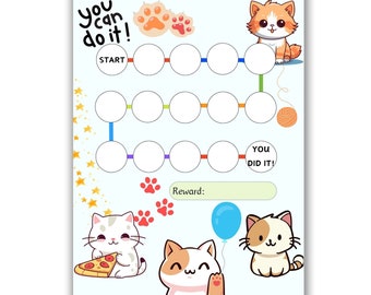 Cat Reward Chart Printable Kids Reward Chart, Instant Download Behavior ...