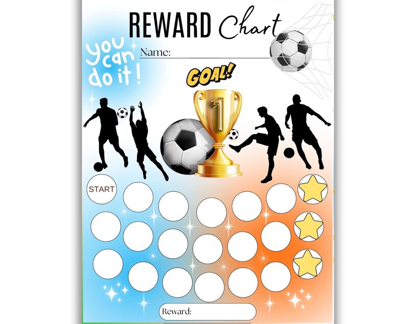 Football Reward Chart Boys Behavior Chart Kids Chore Chart Sleeping ...