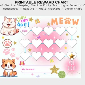 Cute Cat Reward Chart - Sticker Chart for Kids - Behavior Chart - Potty ...