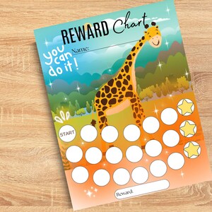 Giraffe Reward Chart for Kids - Jungle Sticker Chart - Potty Training ...