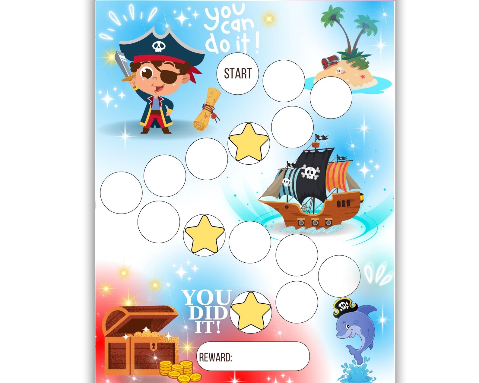 Pirate Reward Chart - Treasure Hunt Chart - Sticker Chart - Prize Chart ...
