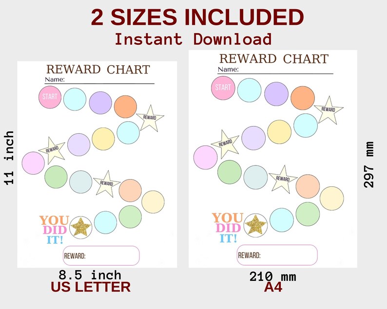 Printable Reward Chart - Rainbow Reward Chart - Toddler Reward Chart ...