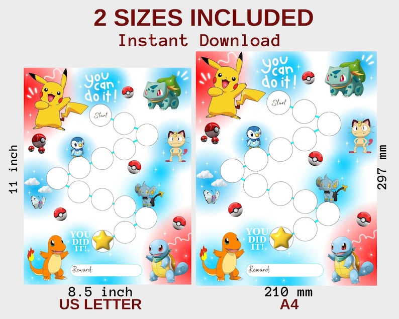 Printable Pikachu Reward Chart - Pokemon Themed Behavior Chart for Kids ...
