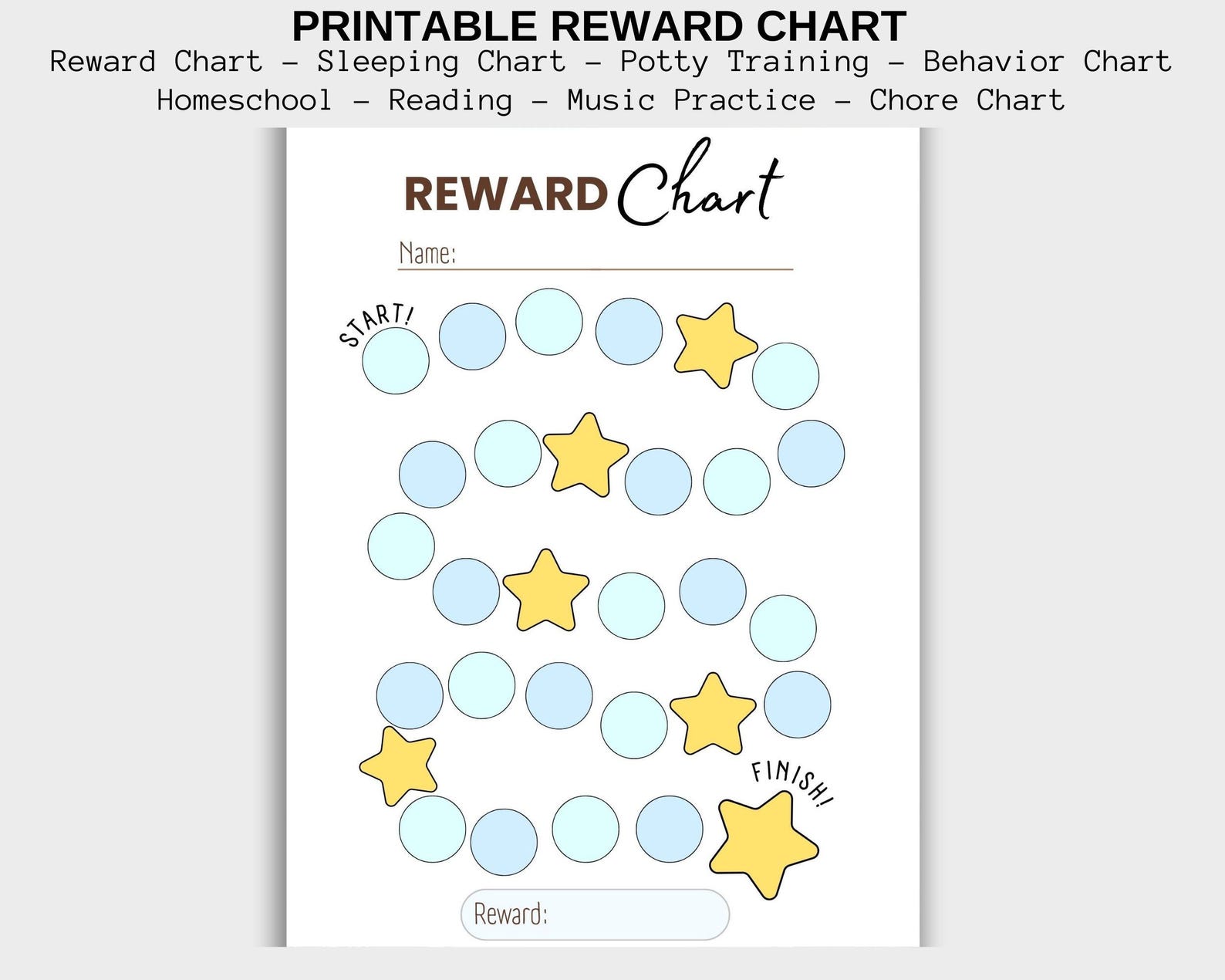 Printable Reward Chart Boys Reward Chart Toddler Reward Chart Potty ...