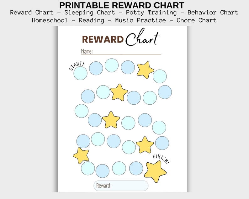 Printable Reward Chart Boys Reward Chart Toddler Reward Chart Potty ...