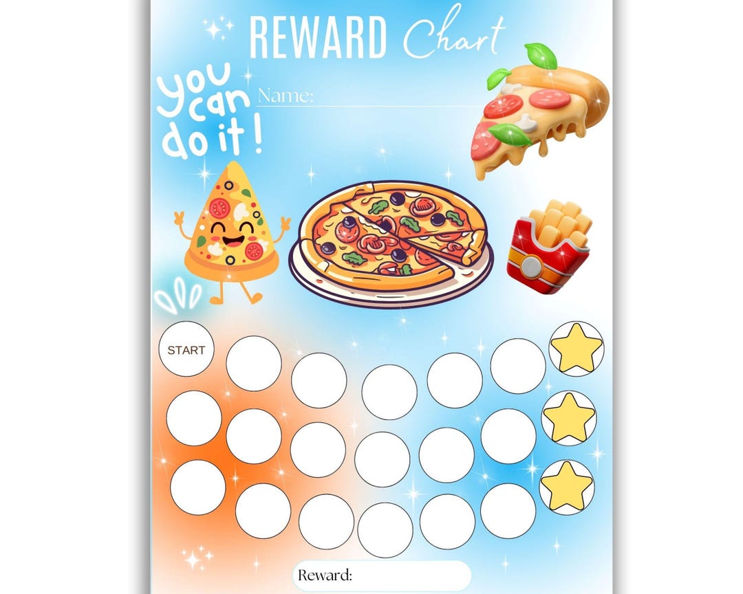 Pizza Reward Chart for Kids - Motivation Boost - Potty Training Chart ...