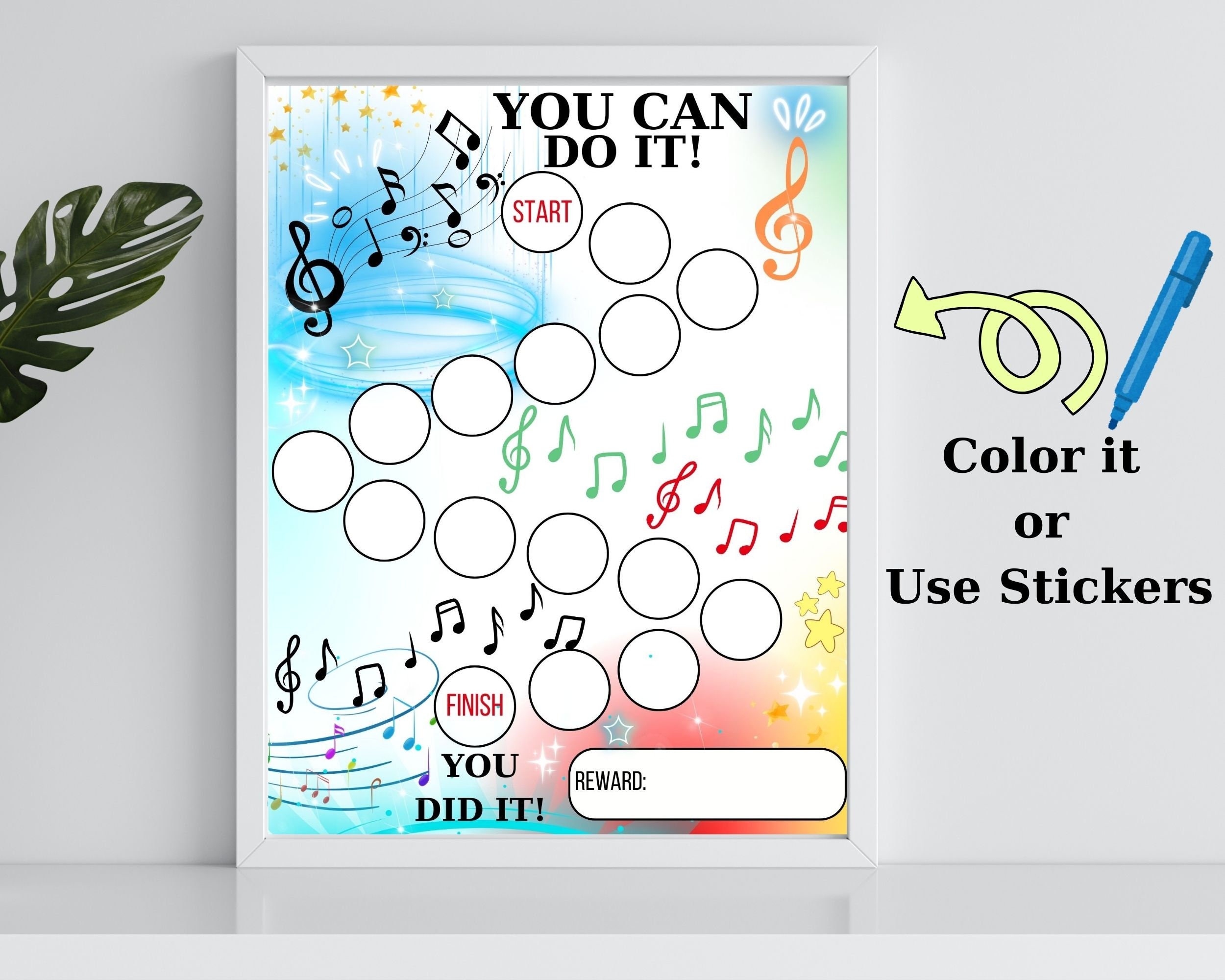 Printable Music Reward Chart - Music Practice Chart - Kids Music Reward ...