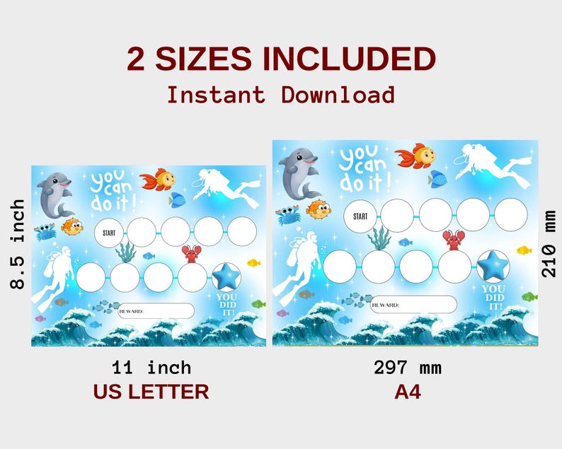 Diver Reward Chart - Sea Animals Sticker Chart - Under the Sea Behavior ...