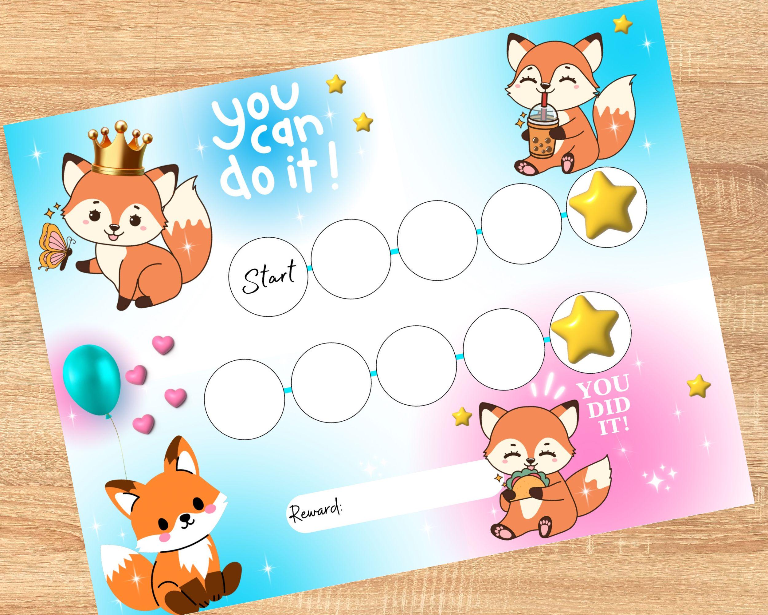 Bee & Fox Reward Chart Set for Kids | Printable Behavior Chart Bundle ...