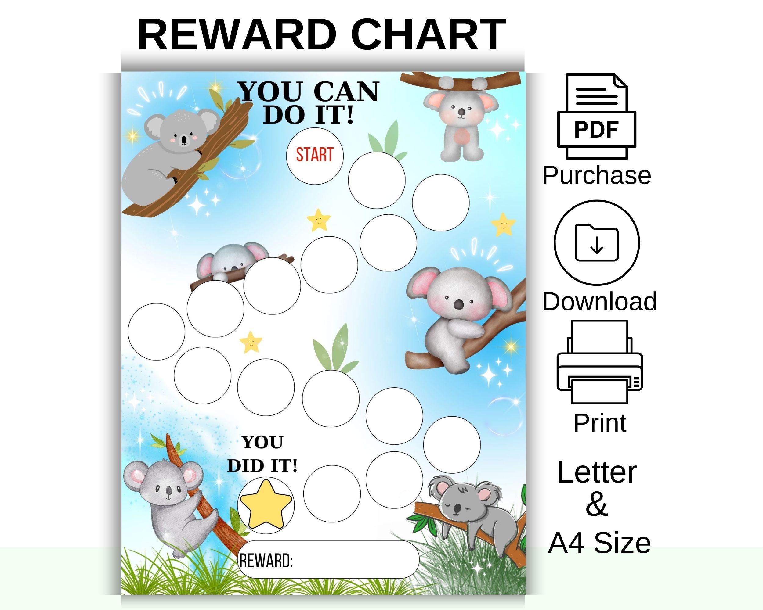 Koala Reward Chart for Kids - Chore, Potty, Sleep, Reading, Behavior ...