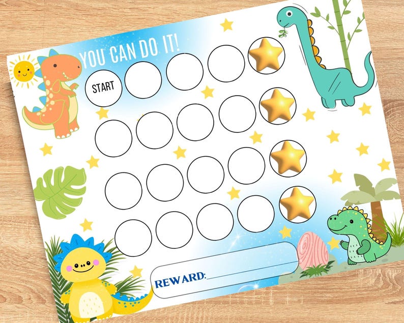 Dinosaur Reward Chart Potty Training Chart Chore Chart Boys Behavior ...