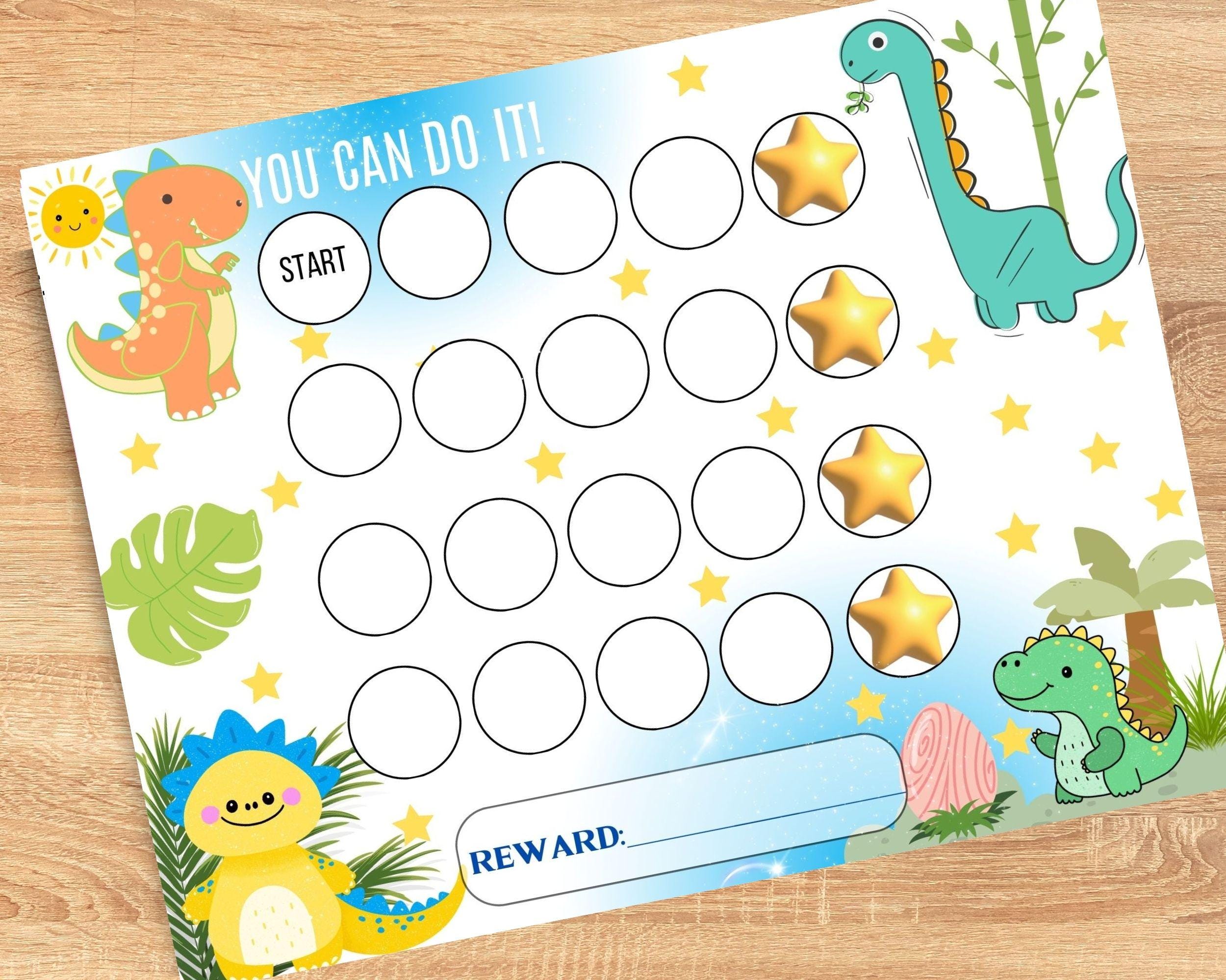 Dinosaur Reward Chart for Kids - Potty Training - Chore Chart - Boys ...