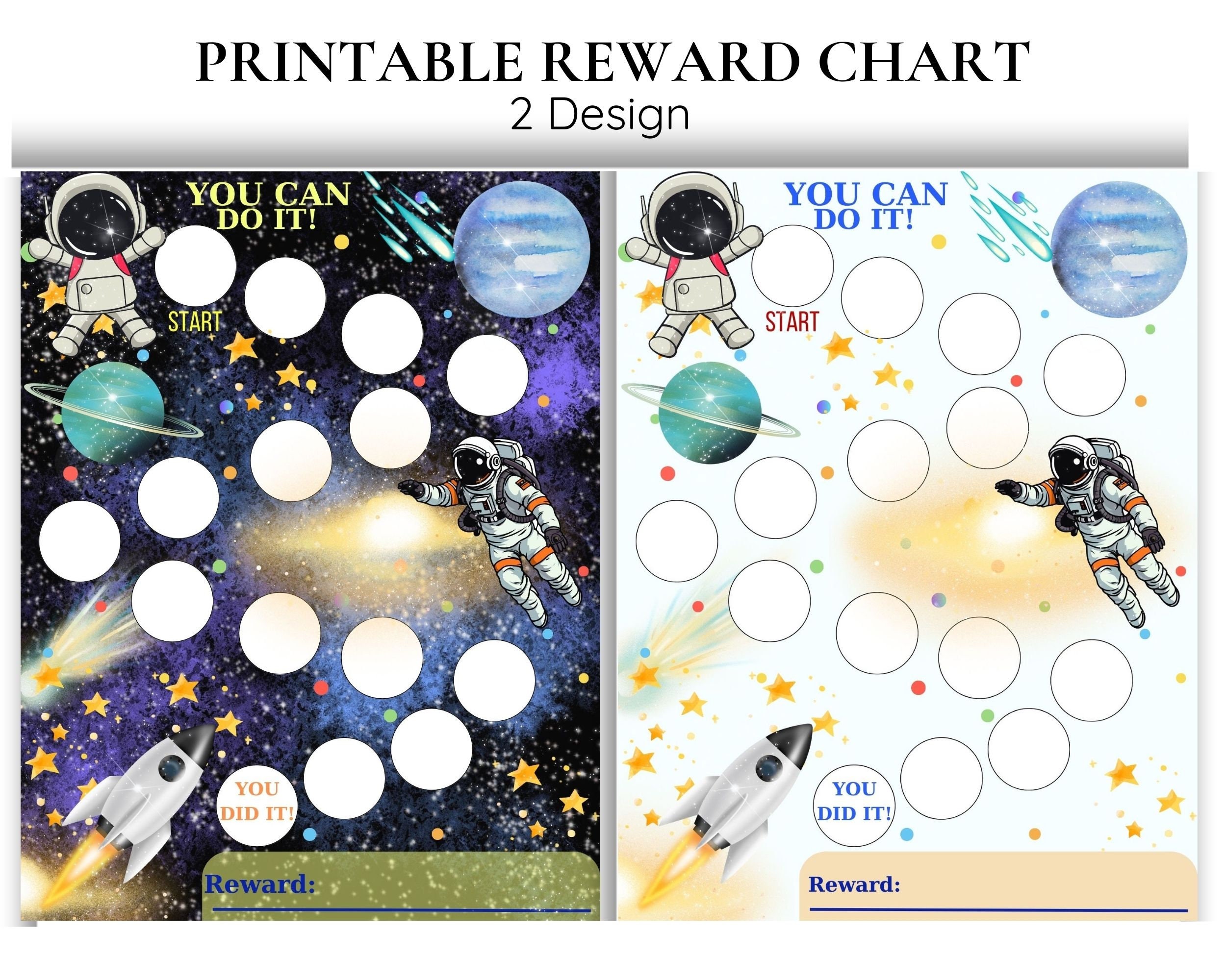 Space Reward Chart - Kids Reward Chart - Boys Behavior Chart - Boys ...