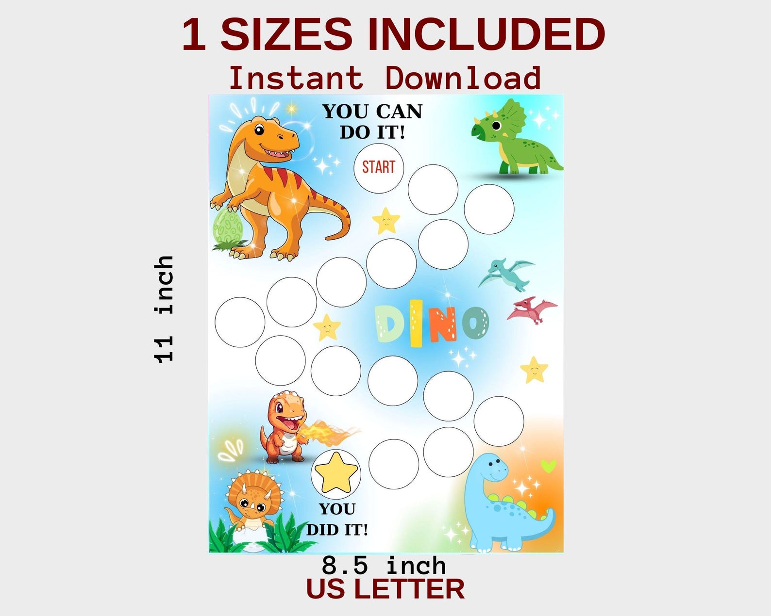 Dinosaur Reward Chart Potty Training Chart Chore Chart Boys Behavior ...