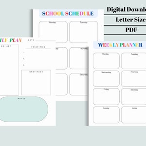 Kids Planner Set - Kids School Planner- Kids Digital Planner Printable ...
