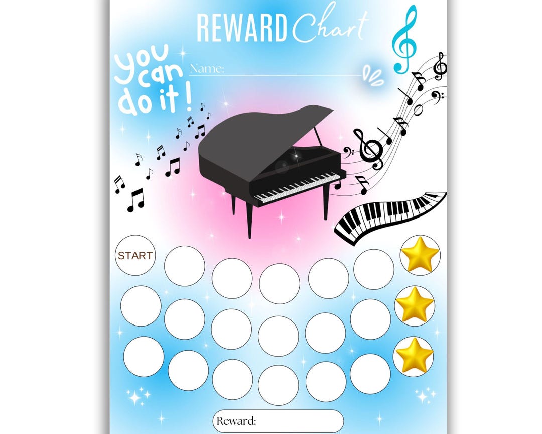 Piano Reward Chart for Kids - Music Practice - Piano Practice - Music ...