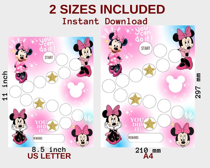 Minnie Reward Chart - Potty Training Chart - Girls Chore Chart - Mouse ...