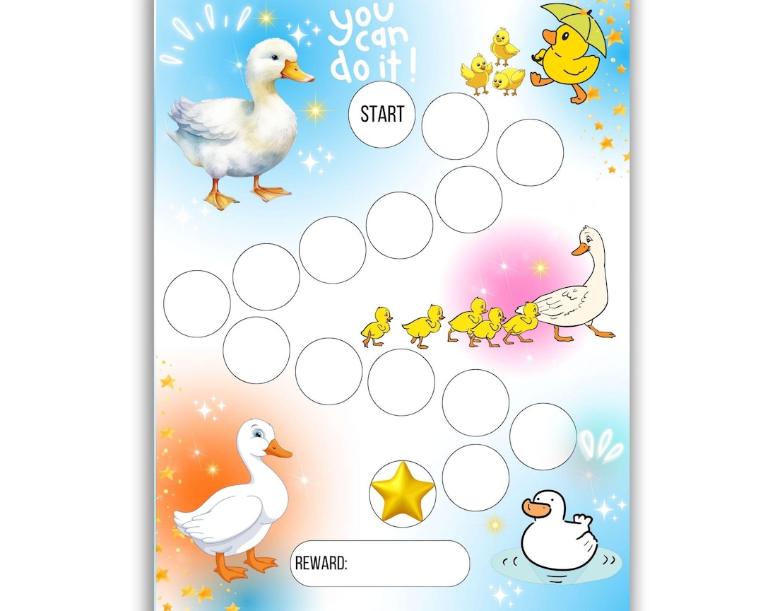 Cute Duck Reward Chart Chick Sticker Chart Girls Chore Chart Potty ...