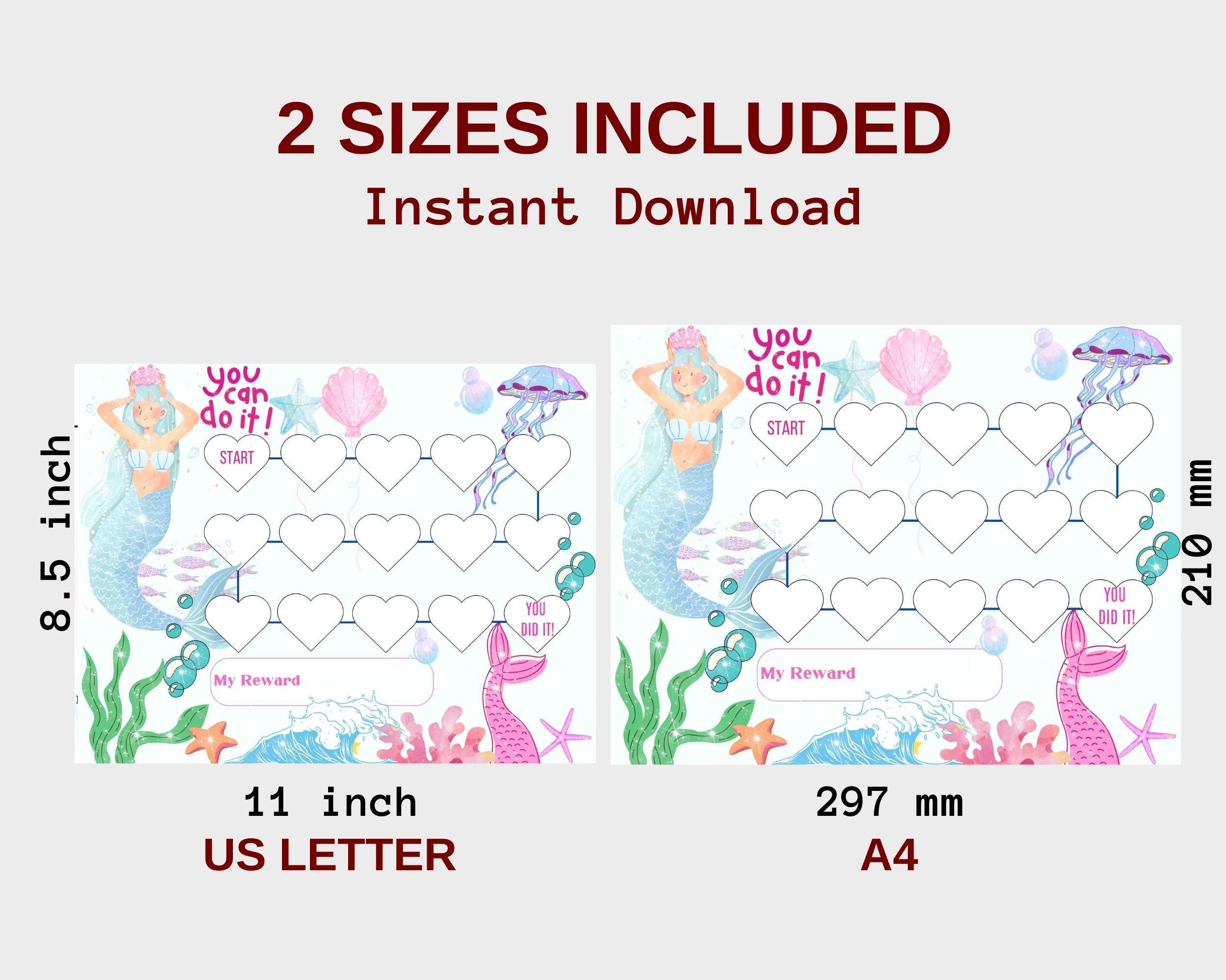 Printable Mermaid Reward Chart - Girls Potty Training - Sleeping Chart ...