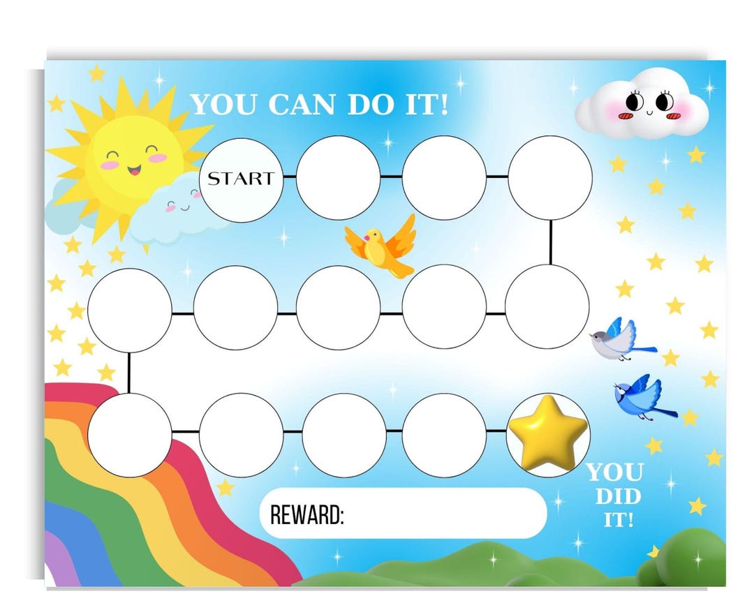 Rainbow Reward Chart - Printable Behavior Chart for Kids - Sunshine ...