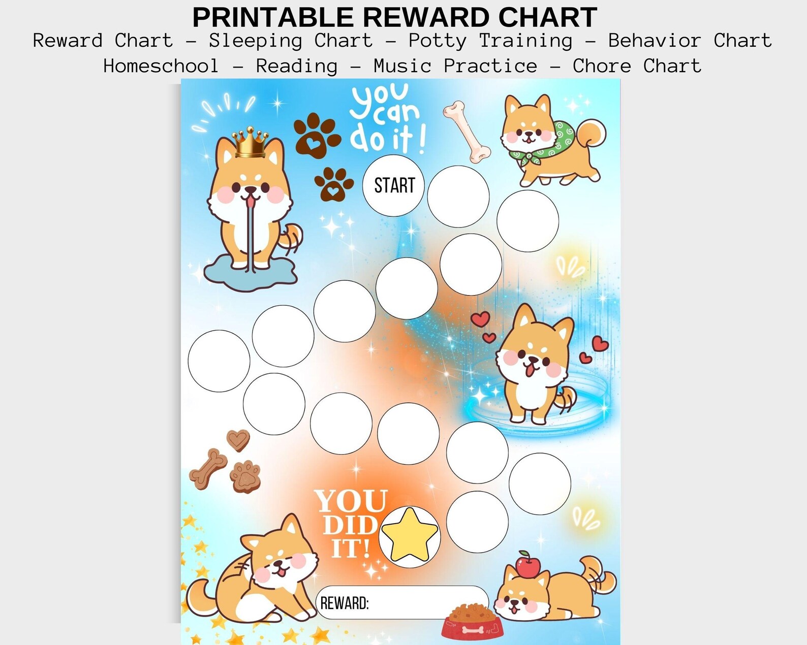 Dog Reward Chart for Kids-dogs – Printable Behavior Tracker | Puppy ...