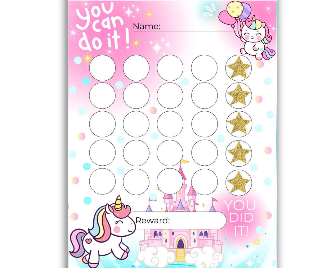 Unicorn Reward Chart - Unicorn Sticker Chart - Potty Training Chart ...
