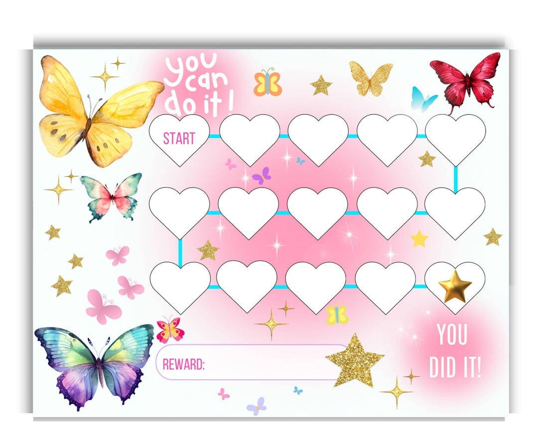 Butterfly Reward Chart for Kids – Printable Chore & Behavior Tracker ...