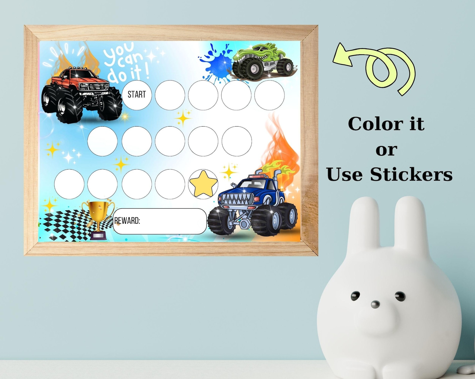 Monster Truck Reward Chart - Printable Behavior Chart for Kids - Chore ...