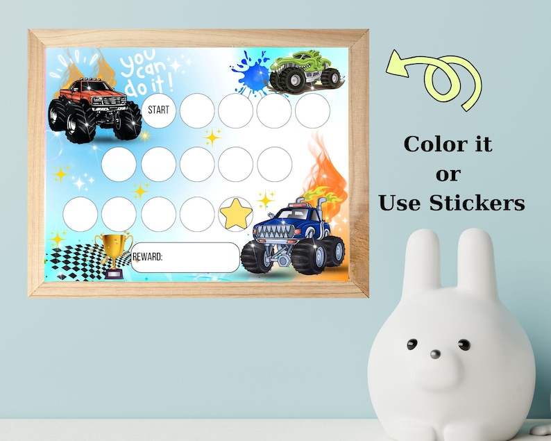 Monster Truck Reward Chart - Printable Behavior Chart for Kids - Chore ...