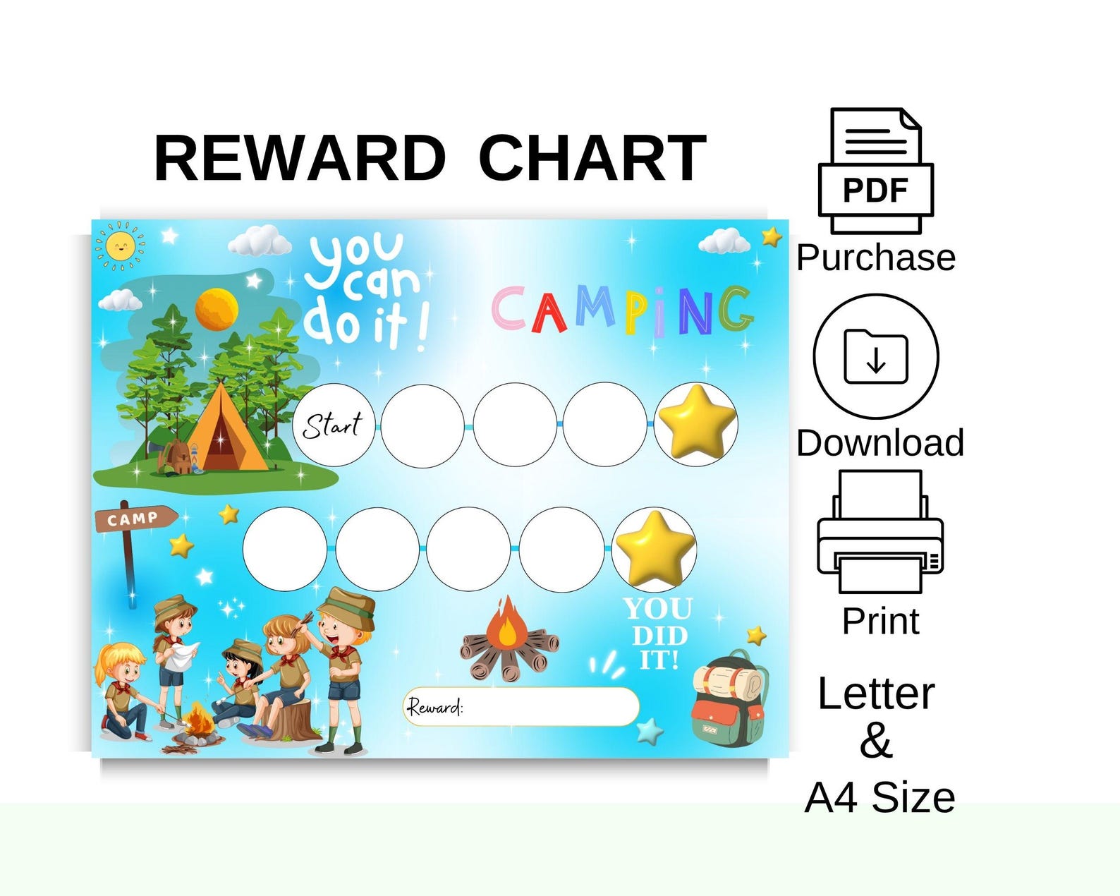 Camping Reward Chart – Printable Nature Chore Chart for Kids | Toddler ...