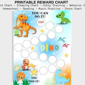 Dinosaur Reward Chart Potty Training Chart Chore Chart Boys Behavior ...