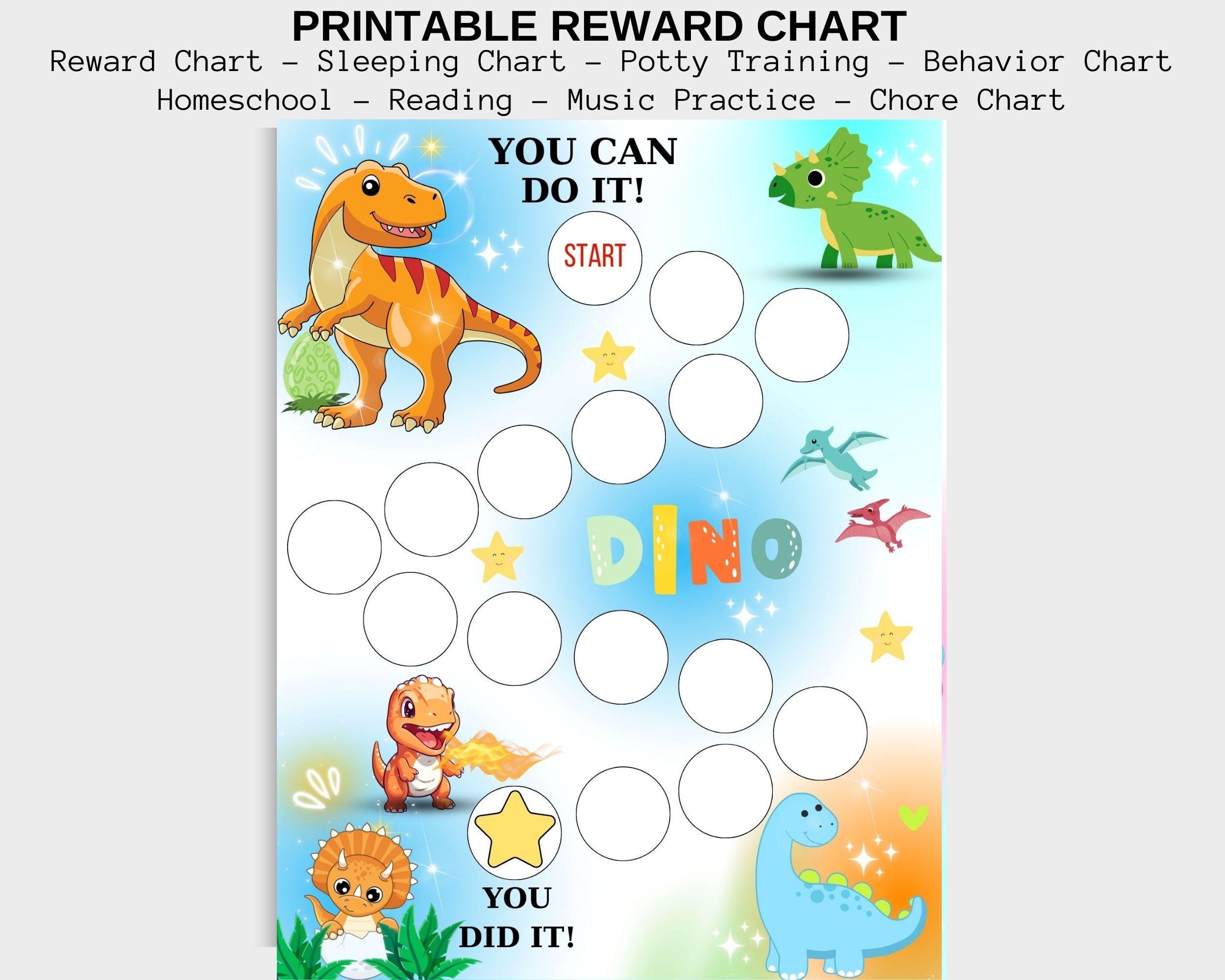 Dinosaur Reward Chart Potty Training Chart Chore Chart Boys Behavior ...